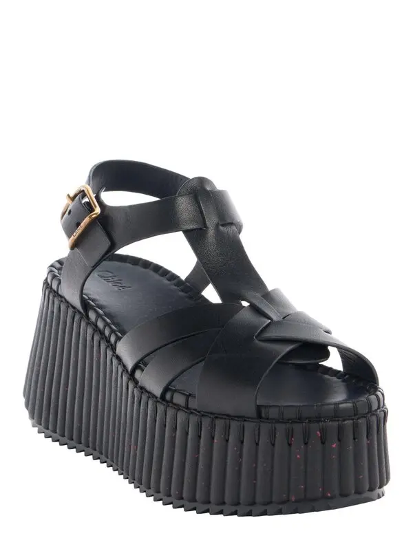 Chloé Nama Wedge Platform Sandal - Black