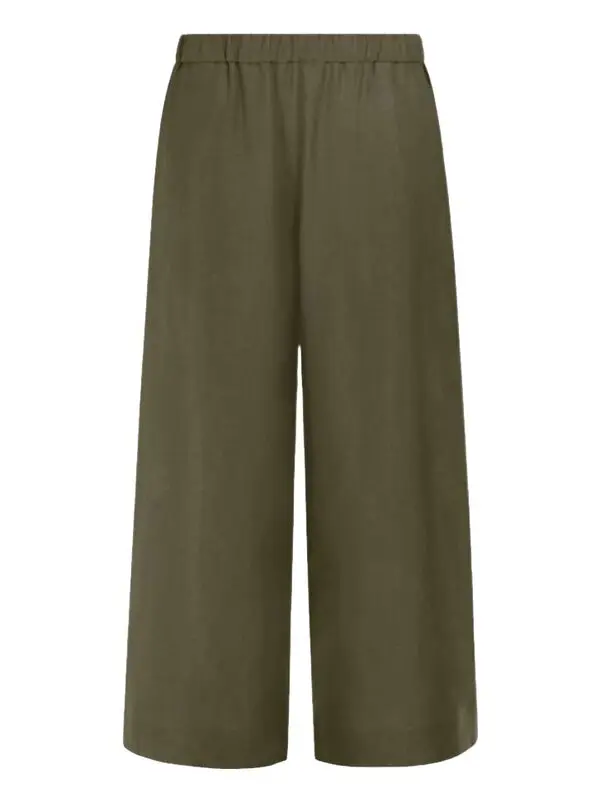 MM BY MAX MARA Mm Minnie Linen Wide Leg Crop Pants - Dark Green