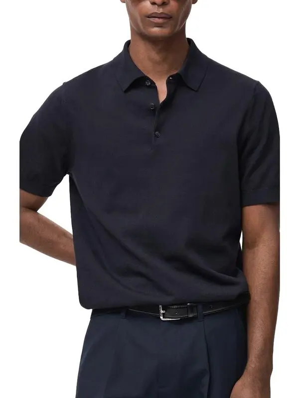 Mango Cotton Polo Shirt - Night Blue