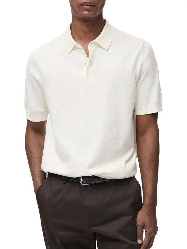 Mango Cotton Polo Shirt - Off White