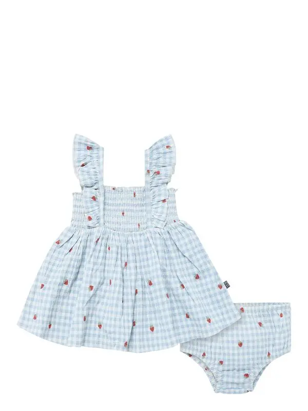MODERN MOMENTS™ BY GERBER Ruffle Sleeve Dress And Diaper Cover Set - Strawberry Gingham