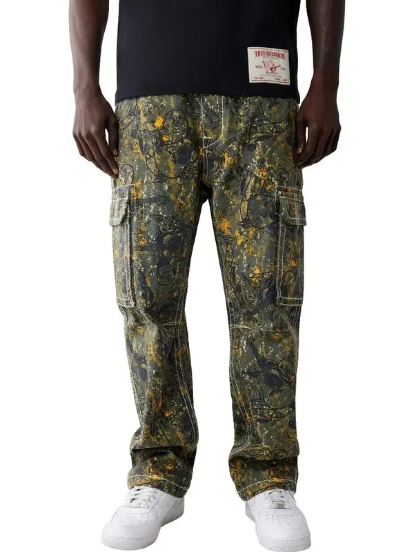 True Religion Big T Cotton Cargo Pants - Camouflage Black