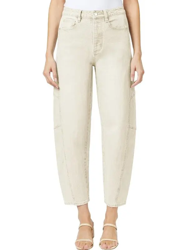 Habitual High-waist Crop Barrel Leg Jeans - Ecru