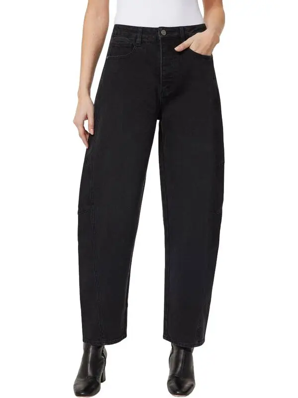 Habitual High-waist Crop Barrel Leg Jeans - Washed Black