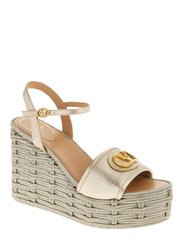 Valentino Garavani Vlogo Wedge Platform Sandal - Platino