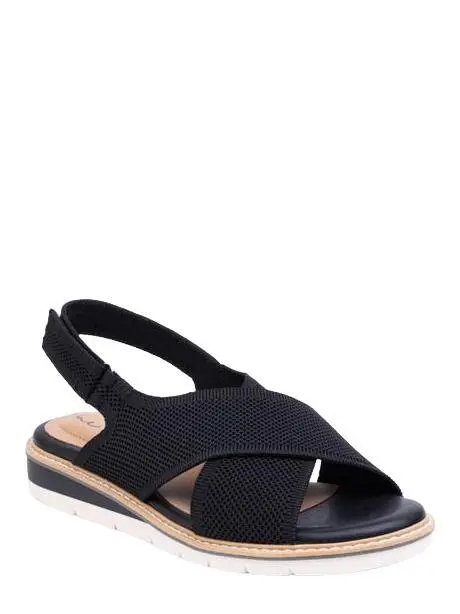 Me Too Azania Slingback Platform Wedge Slide Sandal - Black