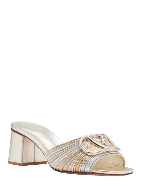 Valentino Garavani Vlogo Slide Sandal - Silver/ Platino/ Brass