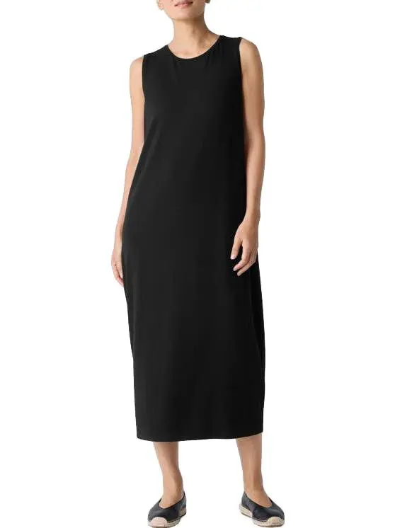 Eileen Fisher Jersey Shift Midi Dress - Black