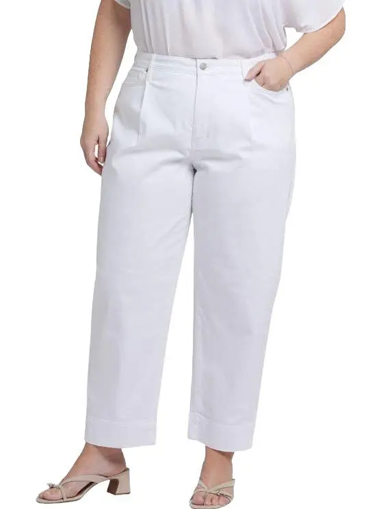 NYDJ Pleated High-waist Ankle Balloon Jeans - Optic White