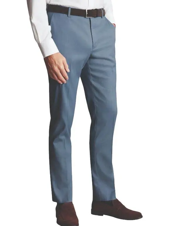CHARLES TYRWHITT Smart Texture Trousers - Airforce Blue