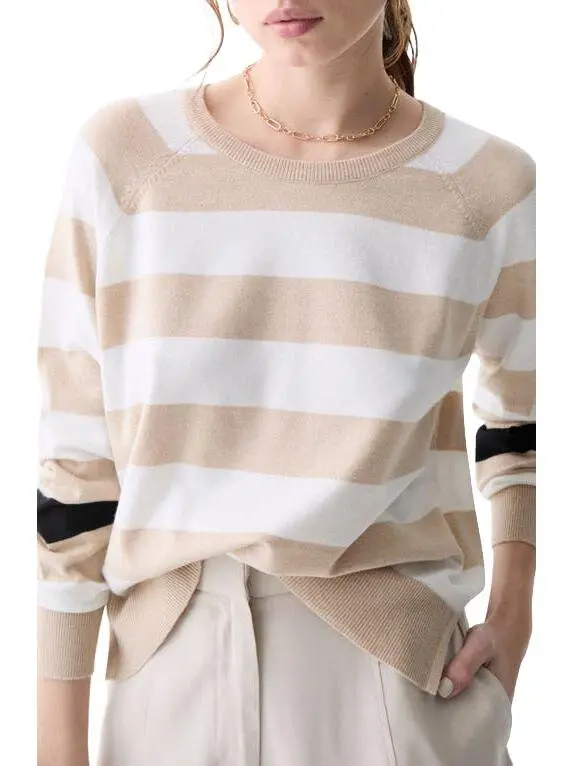 Deluc Déluc. Tavira Stripe Crewneck Sweater - Ecru Melange With Ecru Stripes