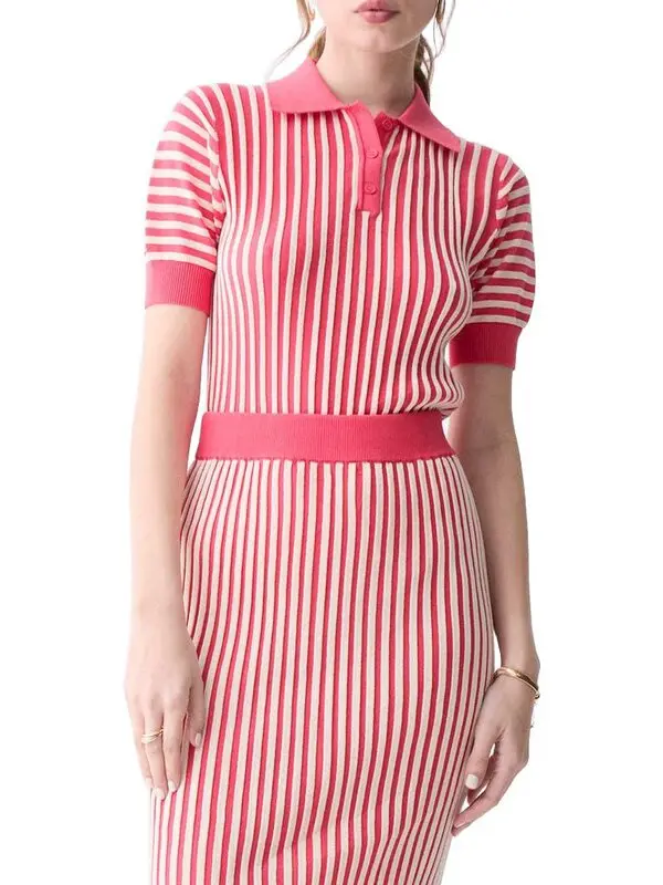 Deluc Déluc. Amarenta Stripe Polo Sweater - Red And Beige