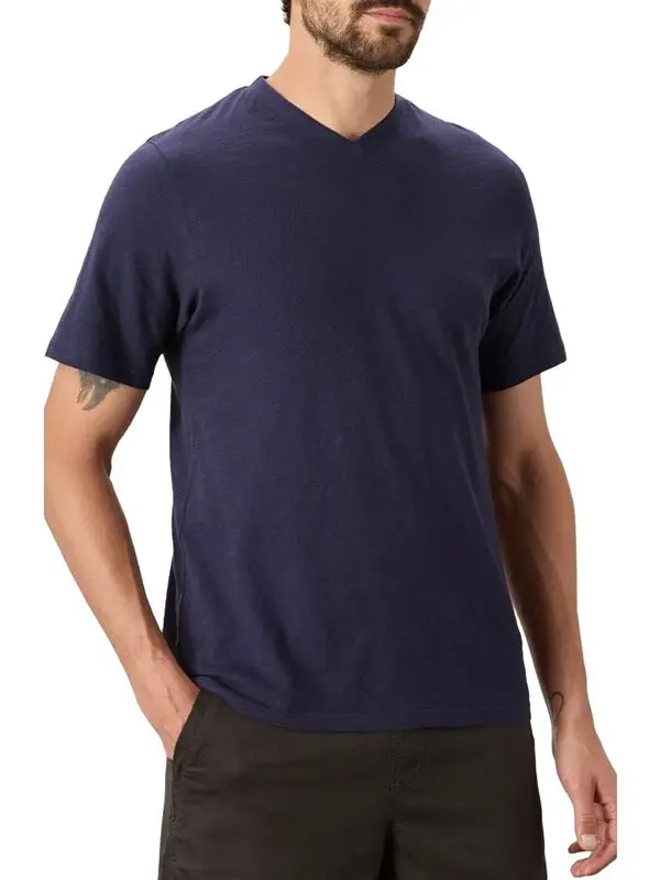 PACT Organic Cotton Featherweight Slub V-neck Tee - Eclipse