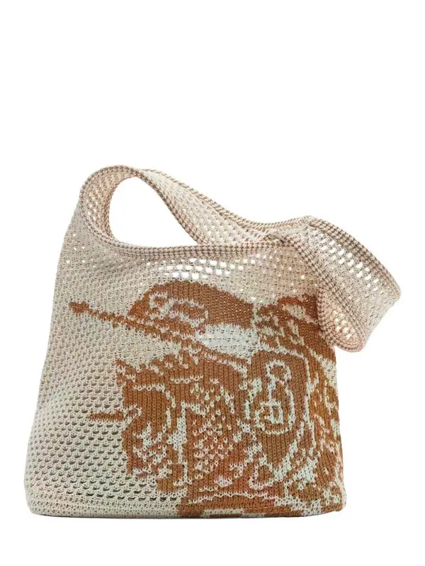 Burberry Equestrian Knight Crochet Tote - Neutrals