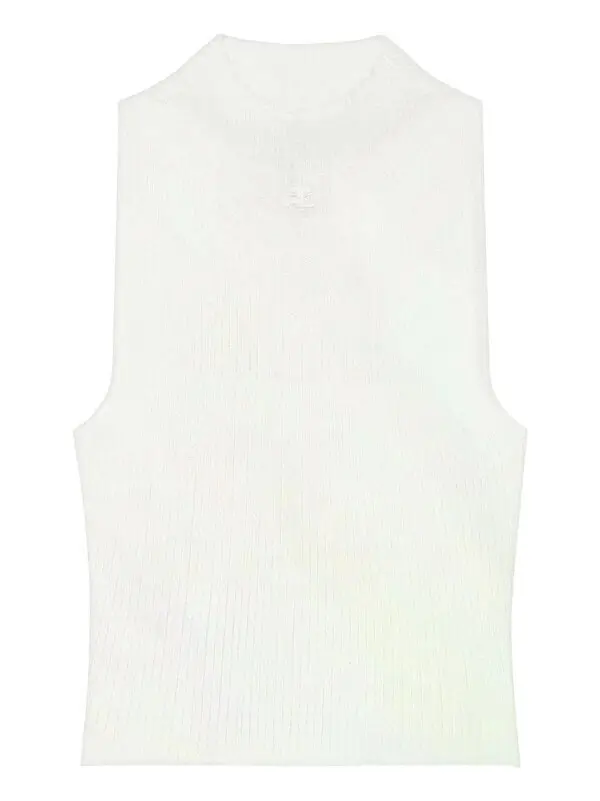 COURREGES Cropped Ribbed Tank Top - White