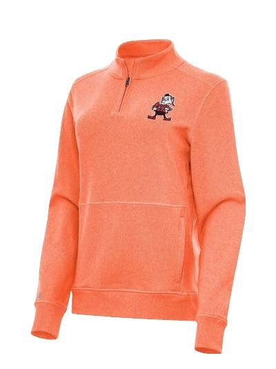 ANTIGUA Cleveland Browns Crush Quarter-zip Jacket - Heather Orange