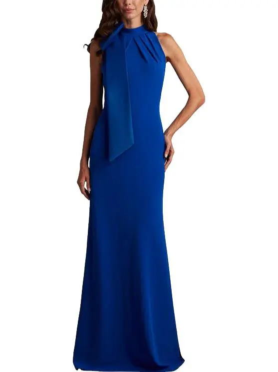 Tadashi Shoji Bow Neck Gown - Mystic Blue