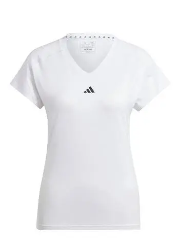 Adidas Aeroready Train Essentials Minimal Branding V-neck Tee Shirt - White