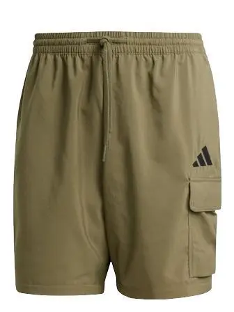 Adidas Essentials Small Logo Cargo Chelsea Shorts - Olive Strata Black