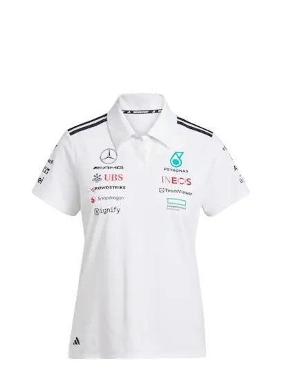 Adidas Mercedes Amg Petronas Formula Team Polo Shirt - White Melange/black