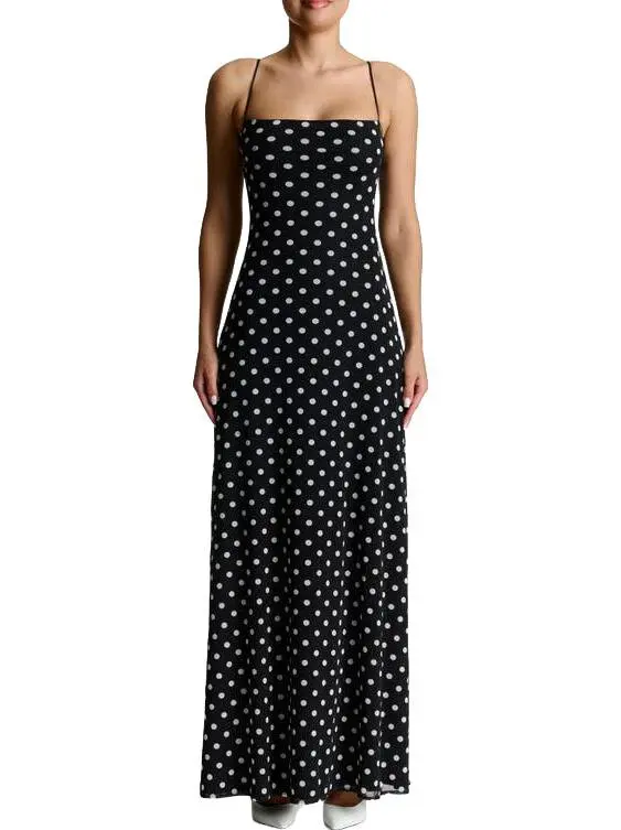 Naked Wardrobe Polka Dot Maxi Dress - Blk Wht Polka Dot
