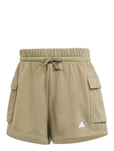 Adidas Essentials Small Logo French Terry Cargo Shorts - Olive Strata/white