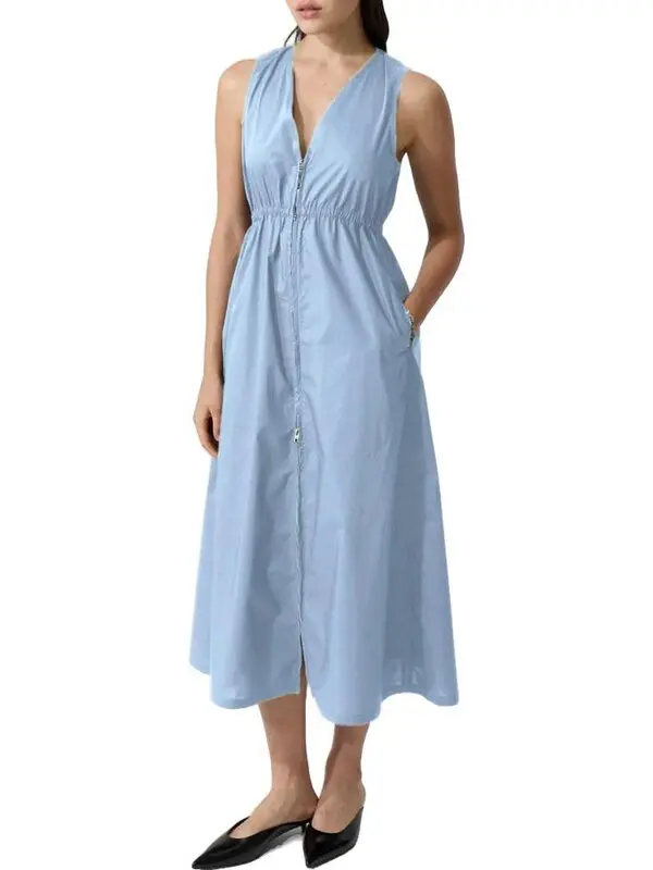 Deluc Déluc. Rubbens Front Zip Sleeveless Maxi Dress - Light Blue