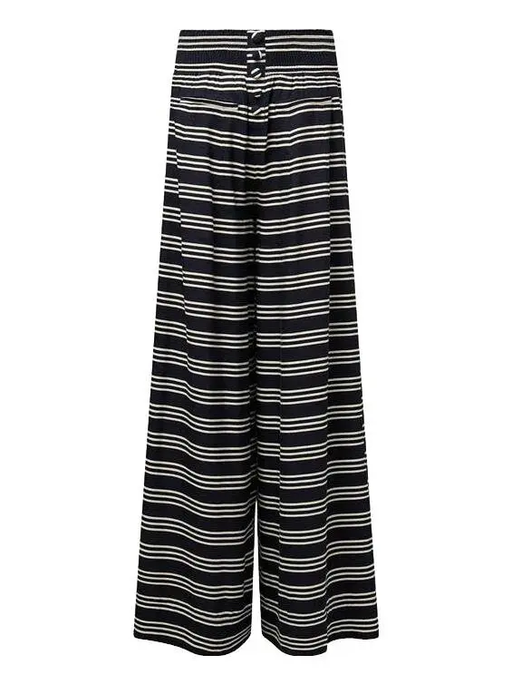 WeWoreWhat Button Front Palazzo Pant - Dk Navy/offwh