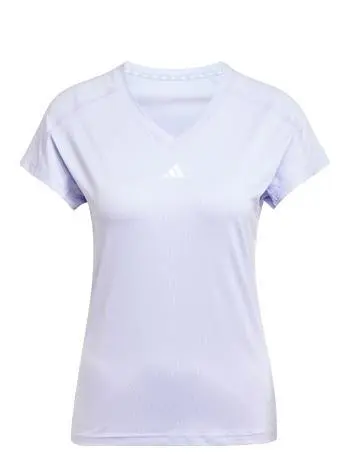 Adidas Aeroready Train Essentials Minimal Branding V-neck T-shirt - Violet Tone/white