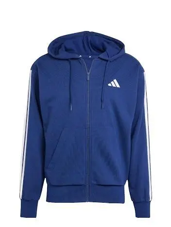 Adidas Essentials 3-stripes French Terry Full-zip Hoodie - Dark Blue/white