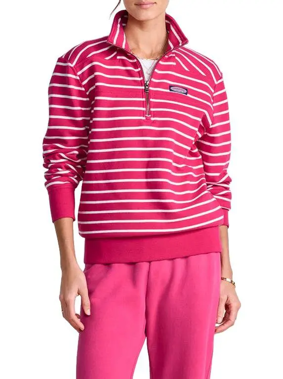 Vineyard Vines Shep Quarter Zip Pullover - Stripe Charm Pink