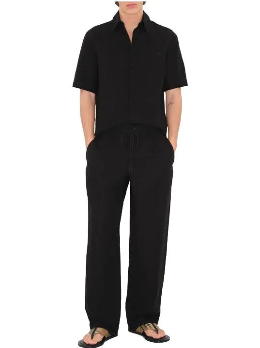 Burberry Linen Drawcord Trousers - Black