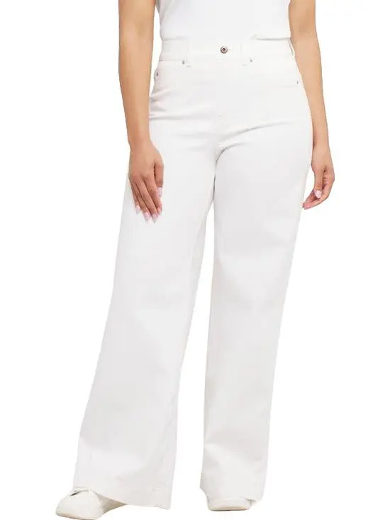 Spanx High-waist Wide Leg Pull-on Jeans - Chalk Wash