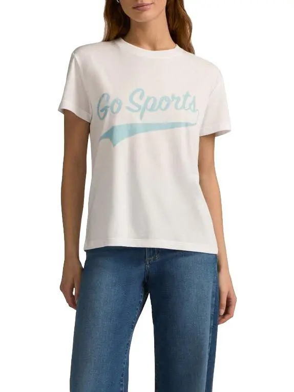 FAVORITE DAUGHTER Go Sports Graphic T-shirt - White W/ Baby Blue