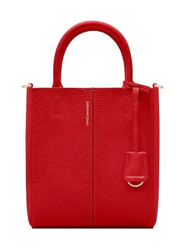 MAISON DE SABRE Leather Mini Soft Tote - Pomegranate Caviar