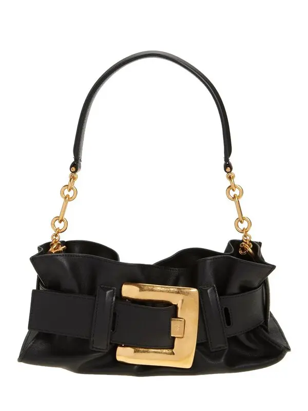 Balmain Anthem Mini Leather Shoulder Bag - Black