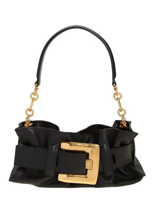 Balmain Anthem Mini Leather Shoulder Bag - Black