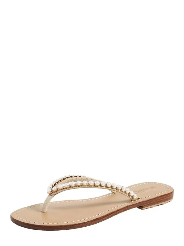 Mystique Leather Flip Flops - Nude/pearl