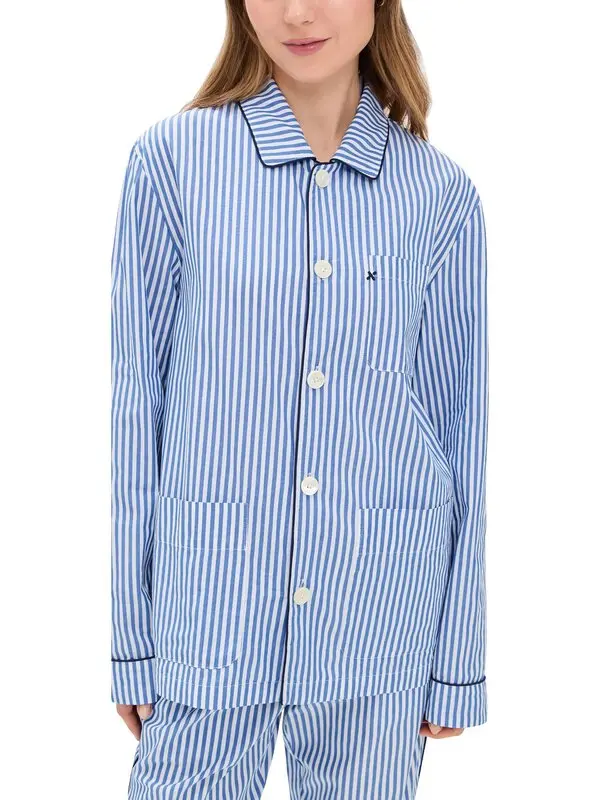 ALEX MILL Jimmies Long Sleeve Top - Blue Stripe