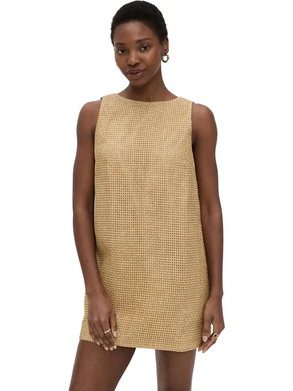 SIMONMILLER Sina Raffia Mini Dress - Straw/tan
