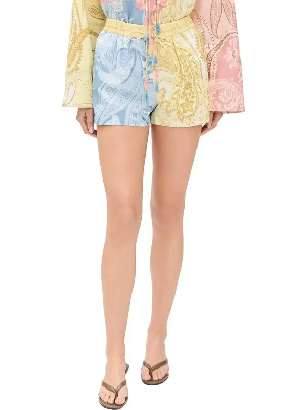 Hemant & Nandita Paisley Print Linen Shorts - Multi