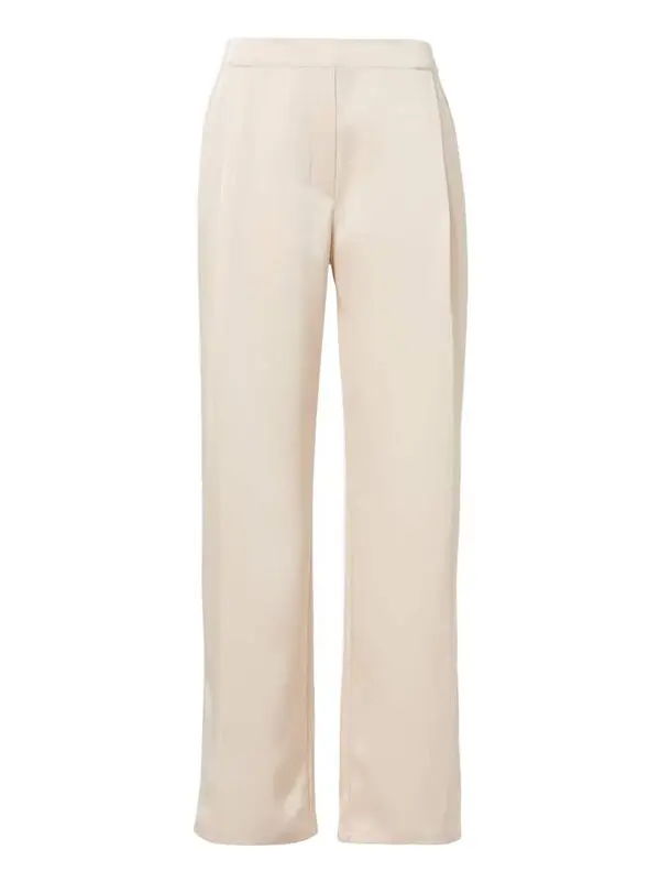 LESET Barb Pleated High-rise Pants - White
