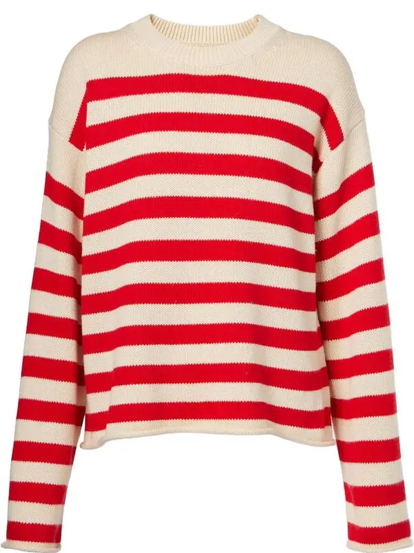 Velvet By Graham & Spencer Lex Striped Cotton And Cashmere Sweater - White