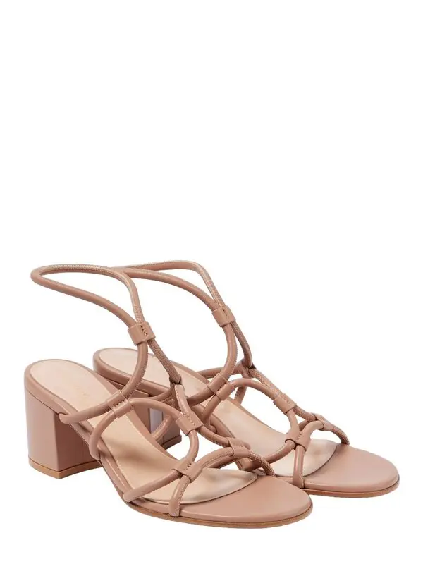 GIANVITO ROSSI Cage 60 Leather Sandals - Beige