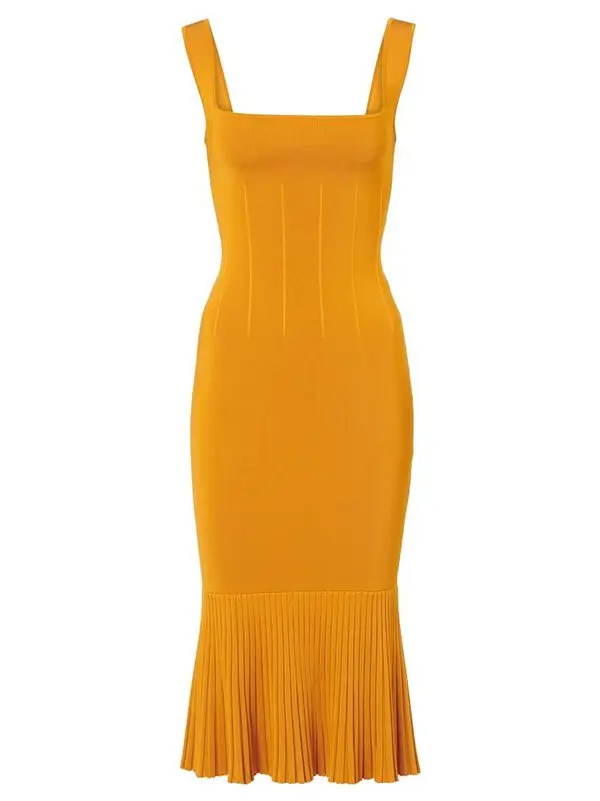 Galvan Atalanta Knitted Midi Dress - Orange