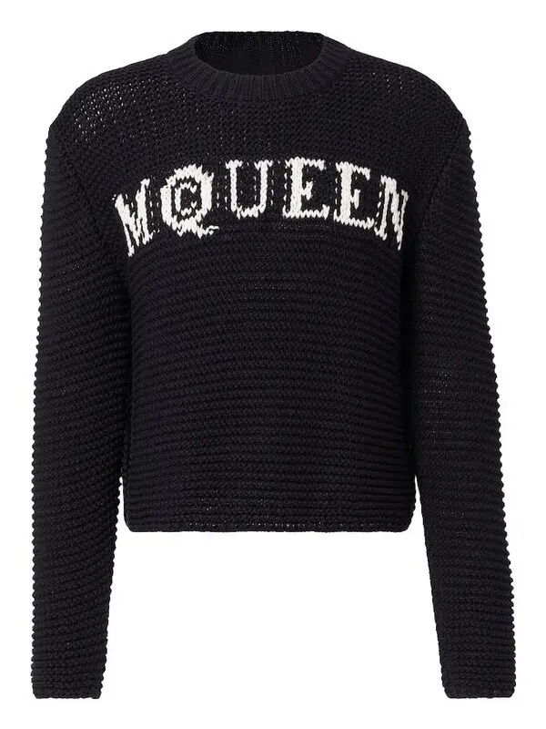 Alexander McQueen Logo Cotton Jacquard Sweater - Black