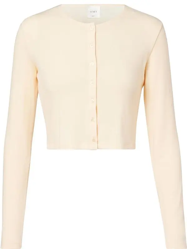 LESET Lauren Cropped Jersey Cardigan - Yellow