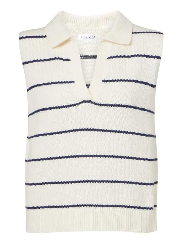 Velvet By Graham & Spencer Nayla Cotton And Cashmere Sweater Vest - Blue