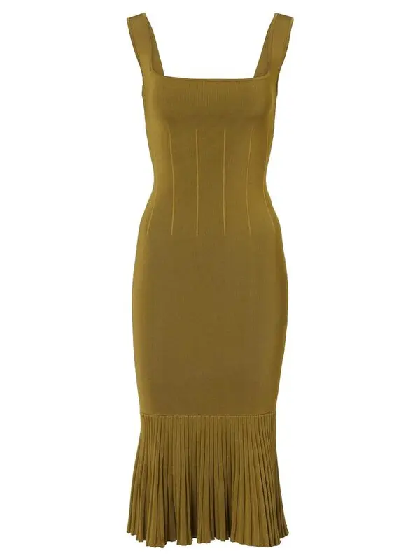 Galvan Atalanta Knitted Midi Dress - Green