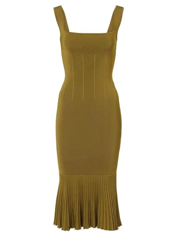 Galvan Atalanta Knitted Midi Dress - Green